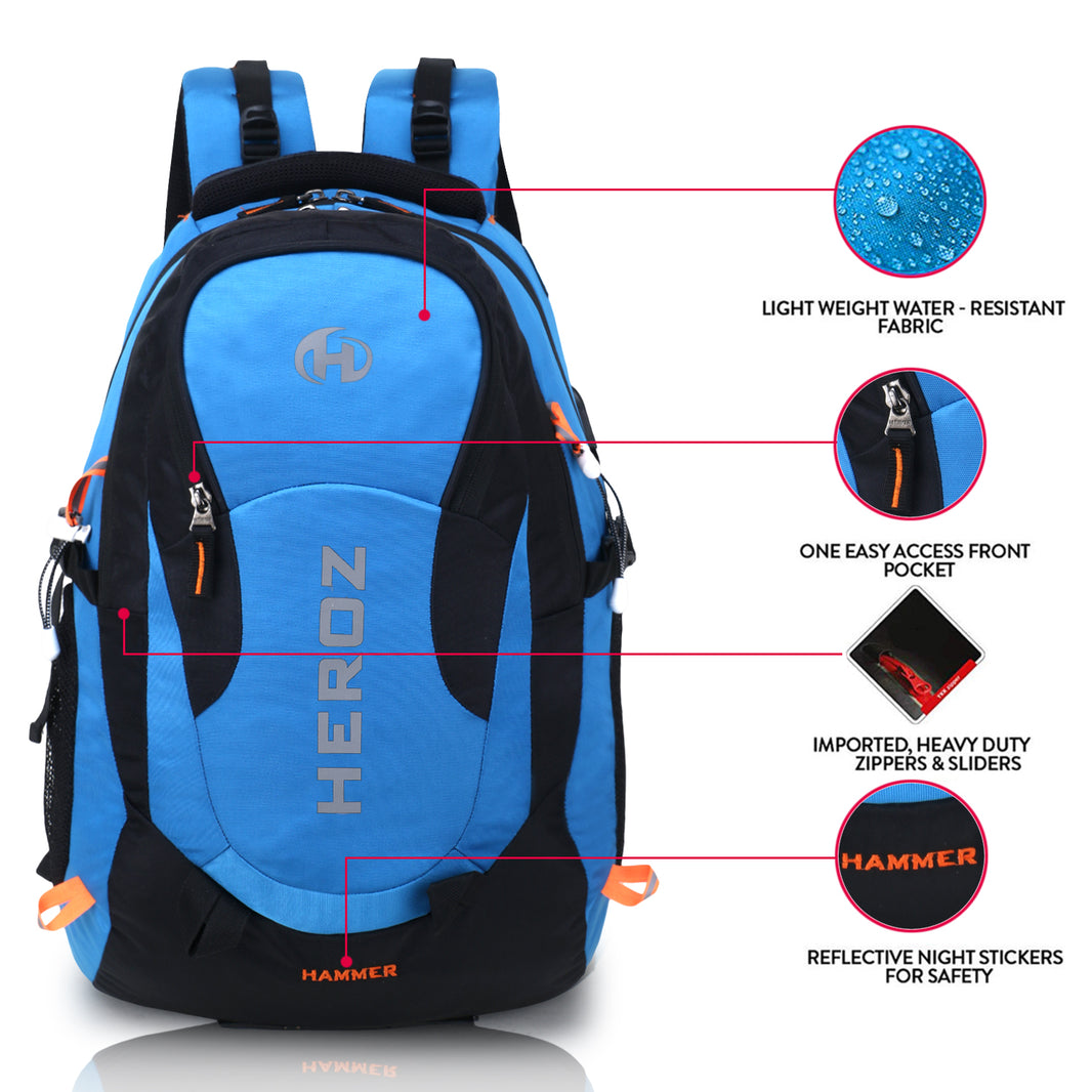 HEROZ Hammer Unisex Nylon 35 L Travel Laptop Backpack Water Resistant ...